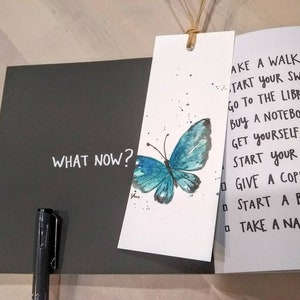Set of 2- Original Hand Painted Watercolor Blue Butterfly Bookmark ...