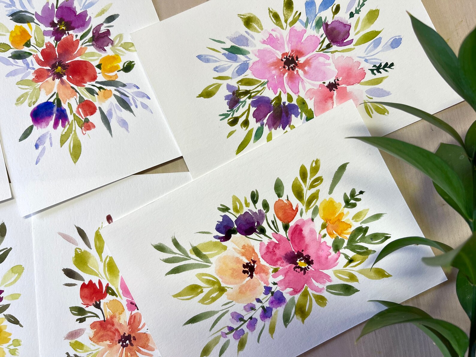 Set of 6, Original Hand Painted Watercolor Postcards, 4”x5.75” - Etsy UK