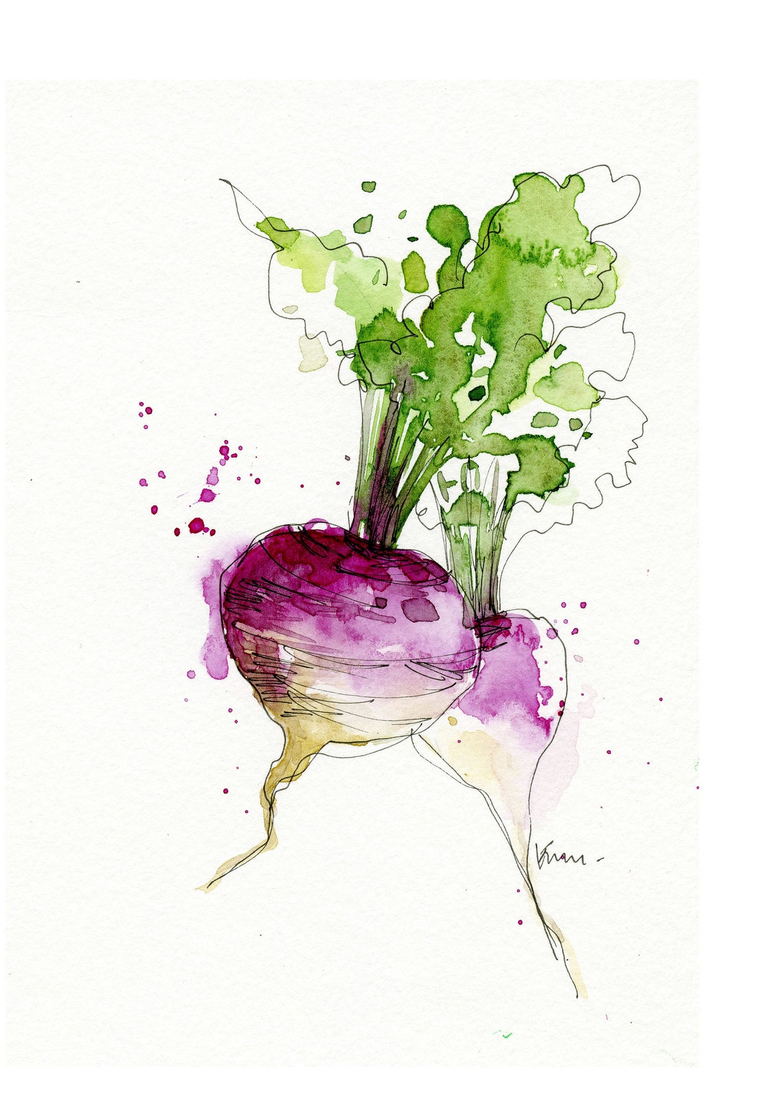 Printable Digital Files,set of 3, Watercolor, Root Vegetables, Instant ...