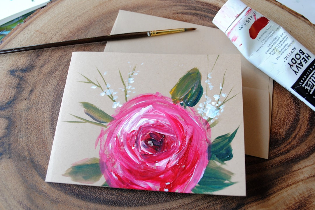 Original Hand Painted Red Rose, Valentine's, Anniversary, Birthday ...