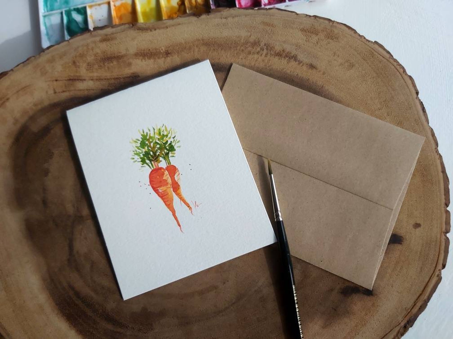 Original Hand Painted Watercolor Root Vegetable Carrots | Etsy