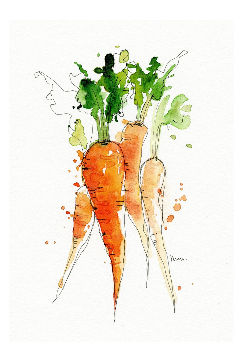 Printable Digital Files,set of 3, Watercolor, Root Vegetables, Instant ...