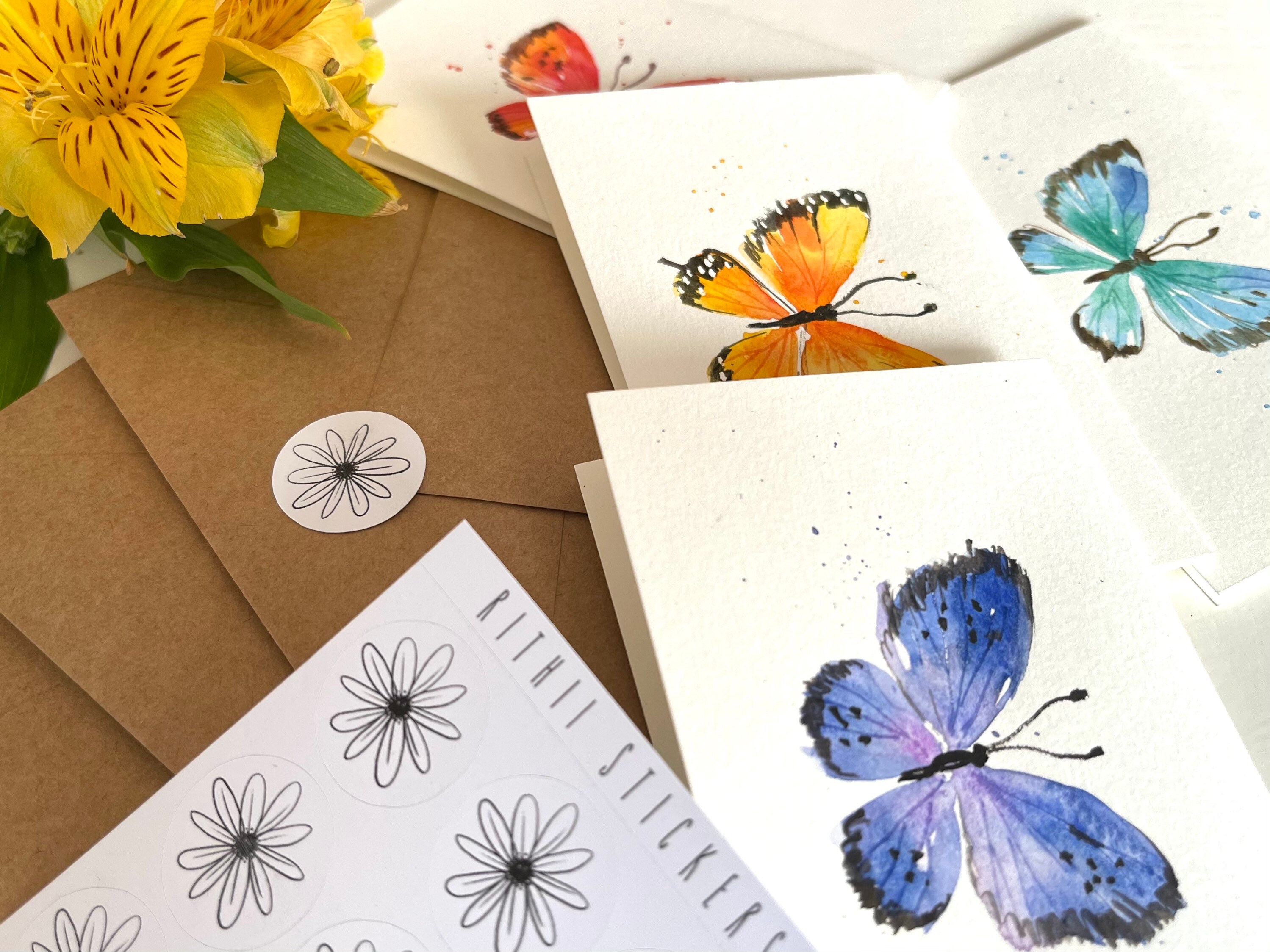 Set of 8 Original Hand Painted Watercolor Blank Note Cards - Etsy Canada