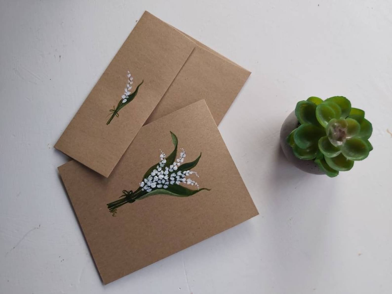 Original Hand Painted Lily of the Valley, Birth Month May, Floral Blank ...