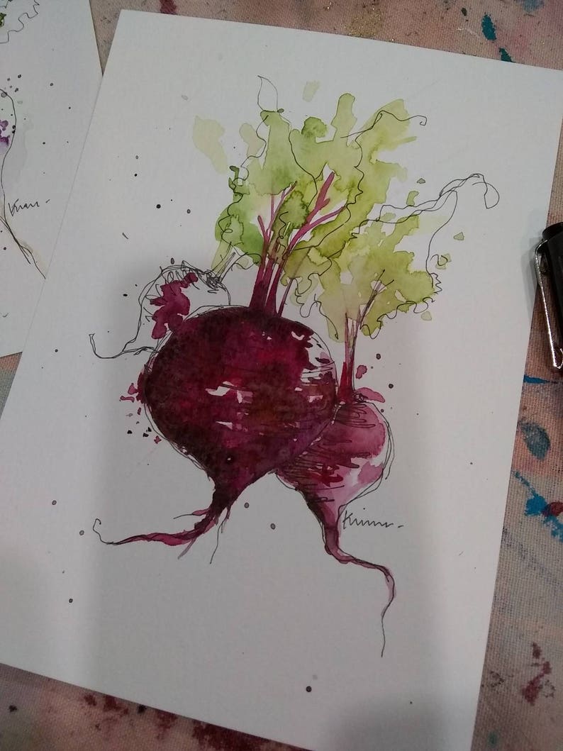 5x7 Set of 3, Original Hand Painted Watercolor Root Vegetables Wall Art ...