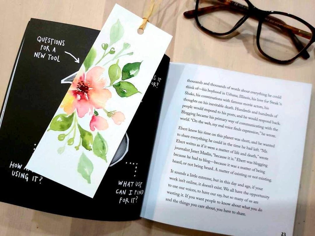 Set of 2- Original Hand Painted Watercolor Floral Bookmark , Handmade ...