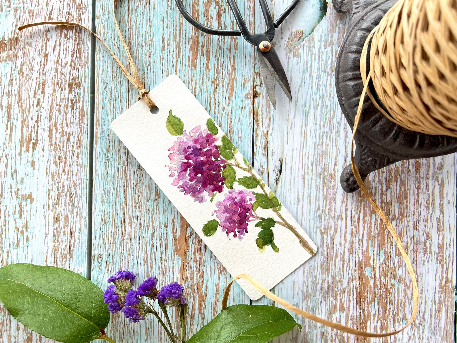 Set of 2- Original Hand Painted Watercolor Floral, Deep Purple ...
