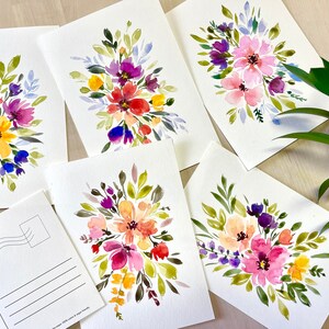 Set of 6, Original Hand Painted Watercolor Postcards, 4”x5.75” - Etsy UK