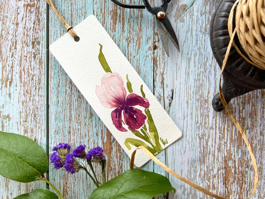 Set of 2- Original Hand Painted Watercolor Purple Iris Bookmark ...