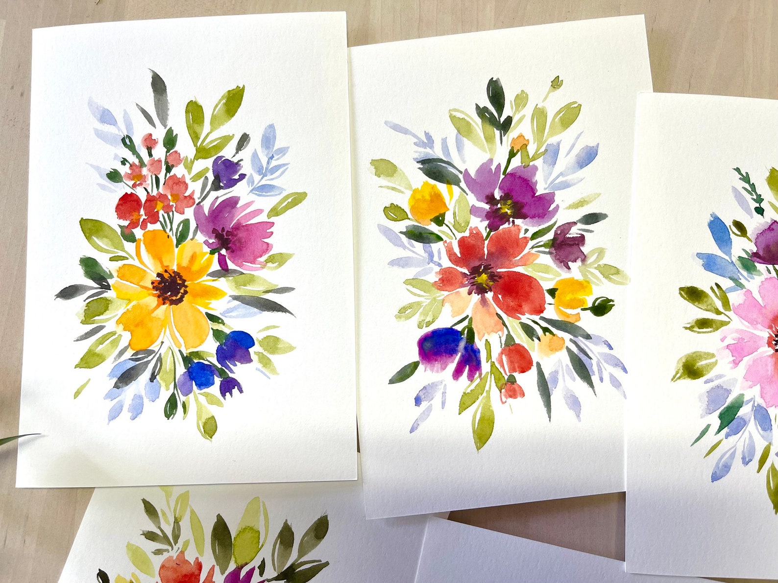 Set of 6 Original Hand Painted Watercolor Postcards 4x5.75 - Etsy UK