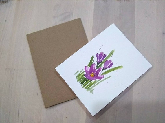 Set of 3_original Hand Painted Watercolor Crocus Spring | Etsy