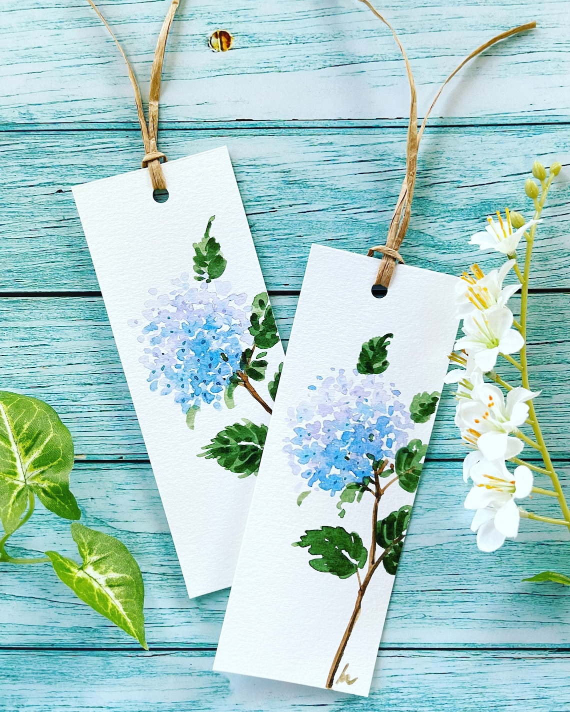 Set of 2- Original Hand Painted Watercolor Floral, Blue Hydrangeas ...