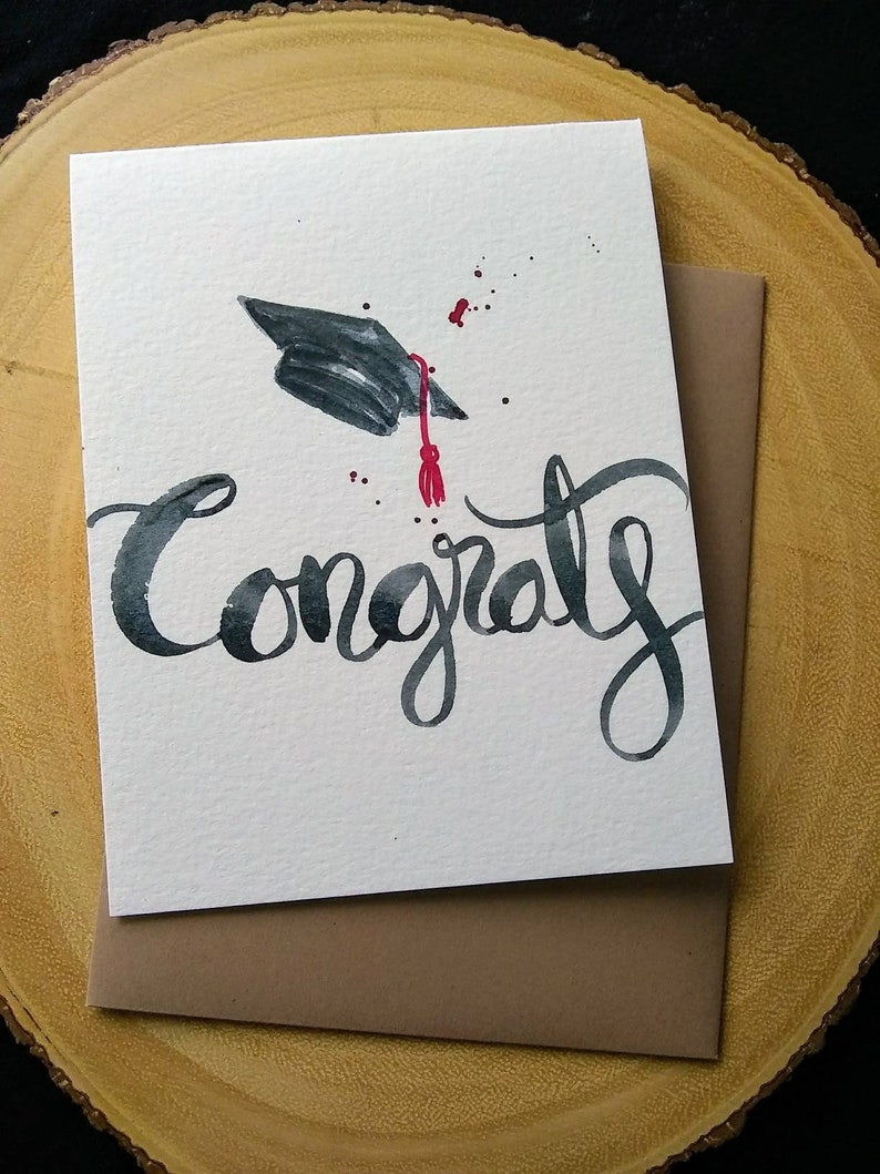 Original Hand painted Watercolor Congratulations Brush | Etsy