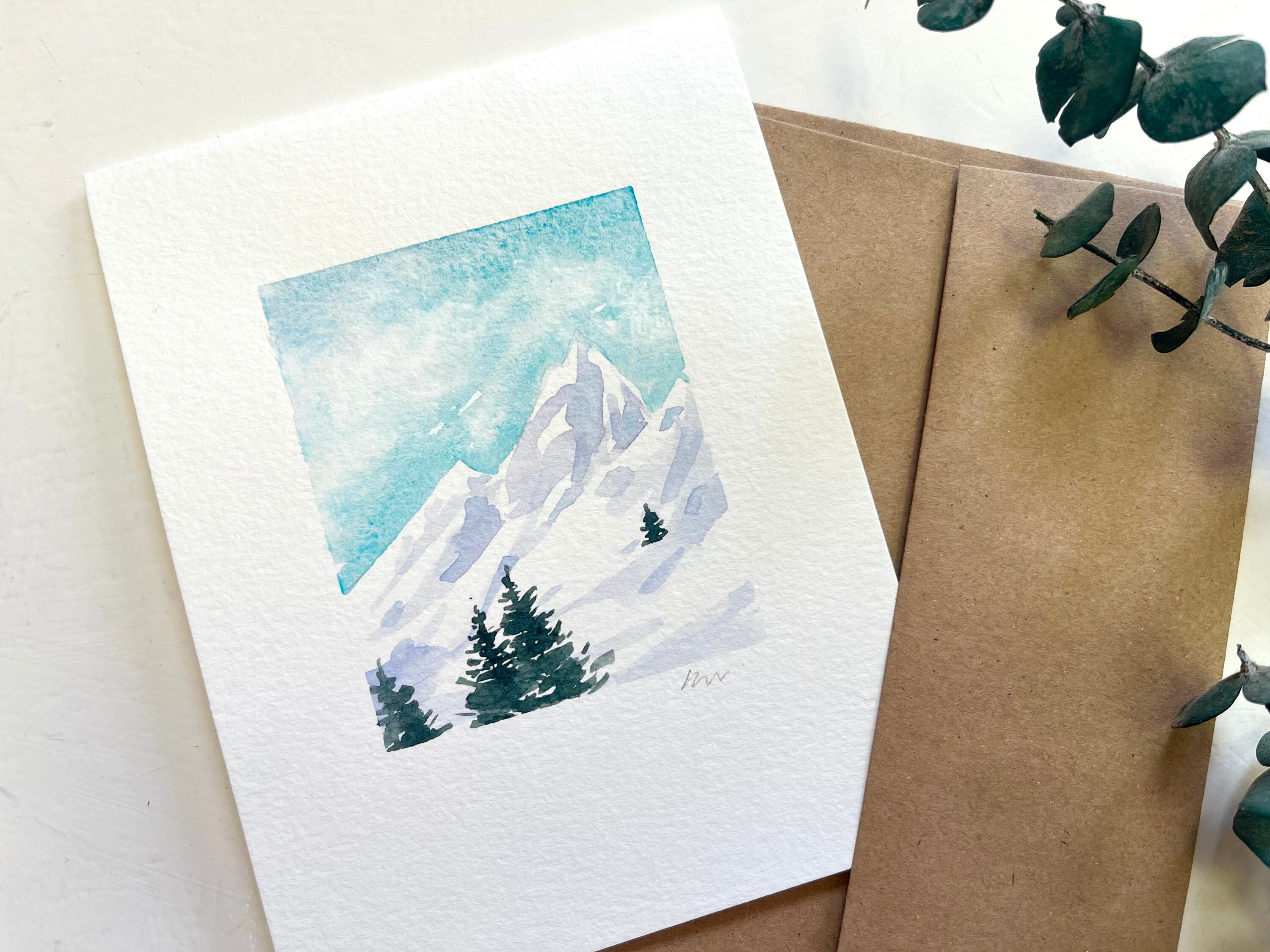 Original Hand Painted Watercolor Mountain Scene Landscape | Etsy