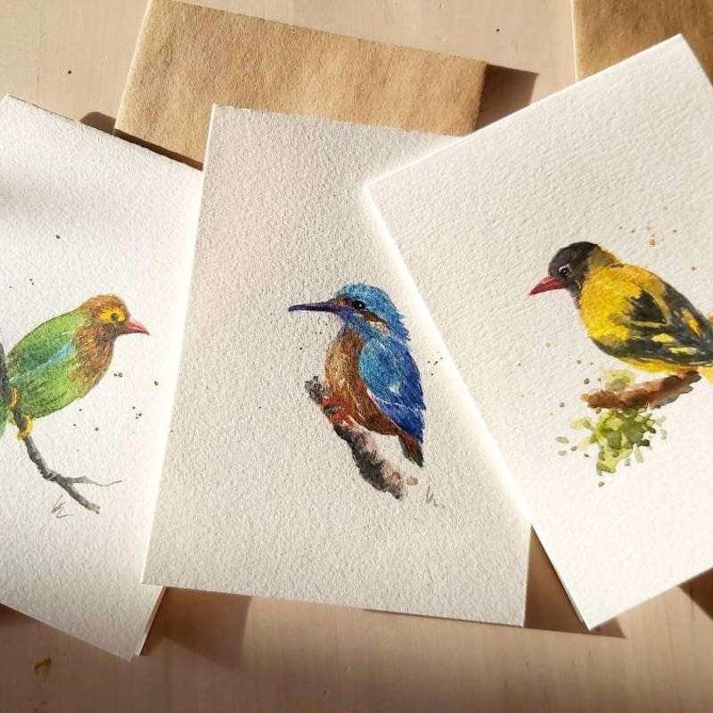 Hand Painted Bird Art - Etsy