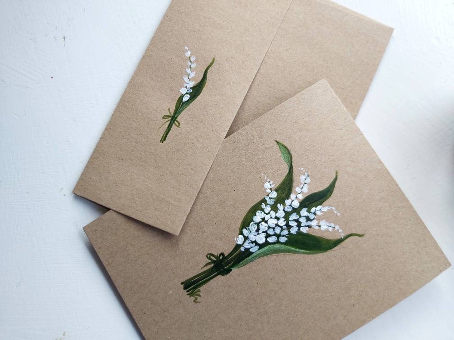 Original Hand Painted Lily of the Valley, Birth Month May, Floral Blank ...