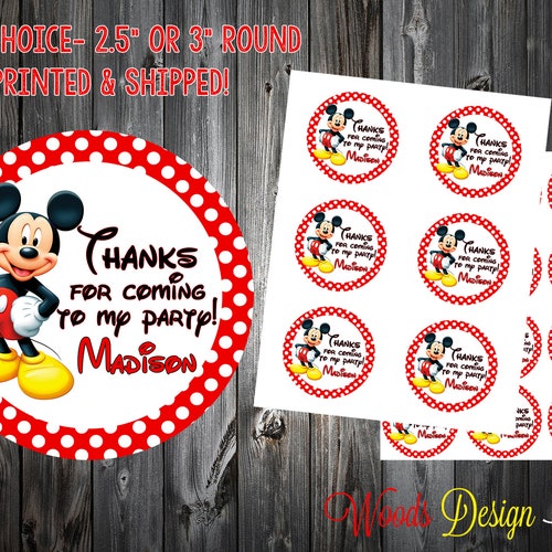 Mickey Mouse Party Favor Tags DIY / Thank You Tags/ Stickers/ - Etsy