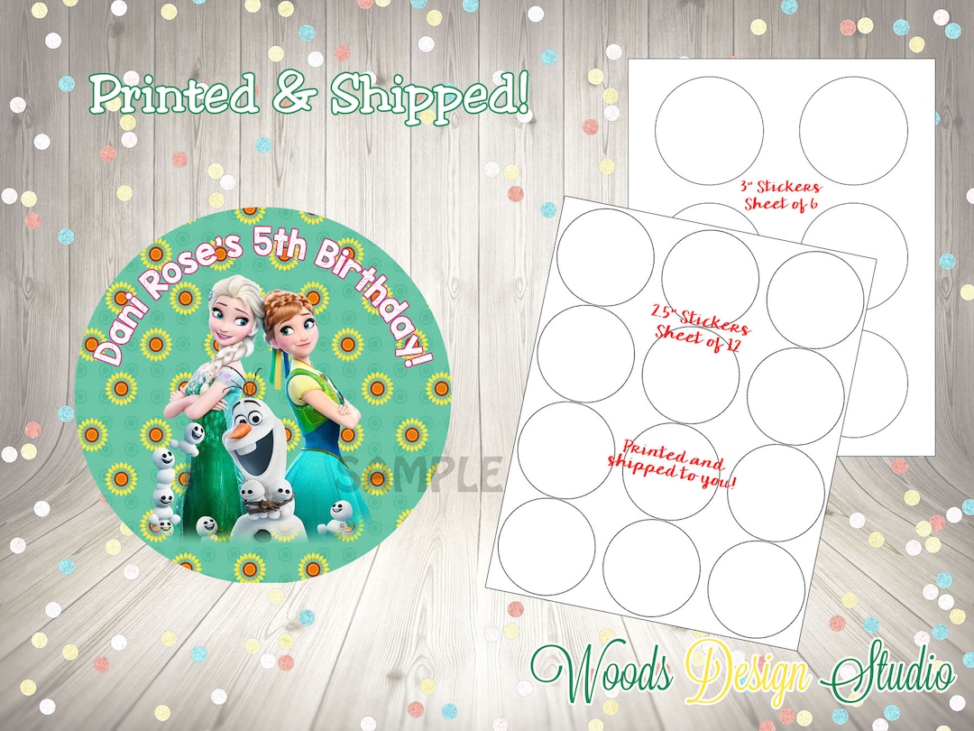 Frozen Fever Anna Elsa Olaf, Thank You Birthday Stickers, Personalized ...