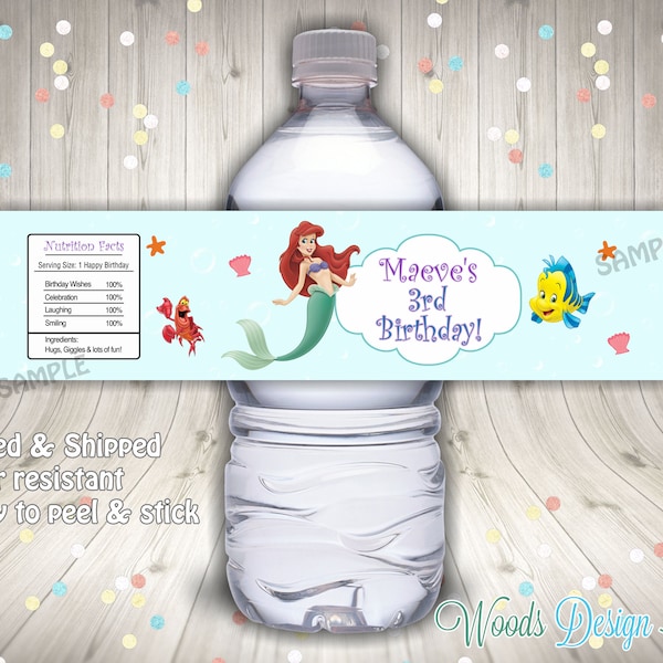 Little Mermaid Water Bottle Label Stickers - Etsy
