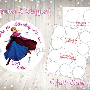 Frozen Anna Sticker, Thank You Birthday Stickers, Personalized, Printed ...