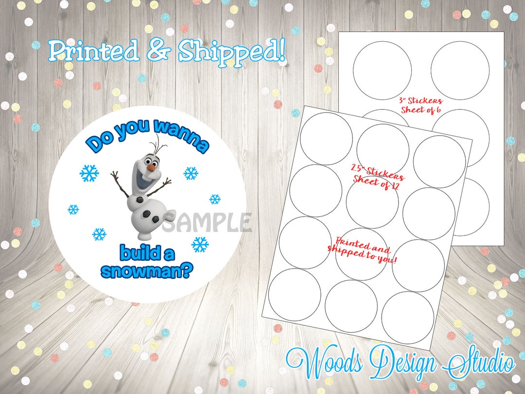 Olaf Frozen Stickers, Want to Build A Snowman, Print & Ship, Thank You ...