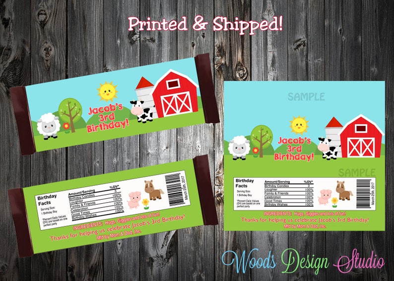 Barnyard Farm Birthday Party // Custom Water Bottle Labels // - Etsy