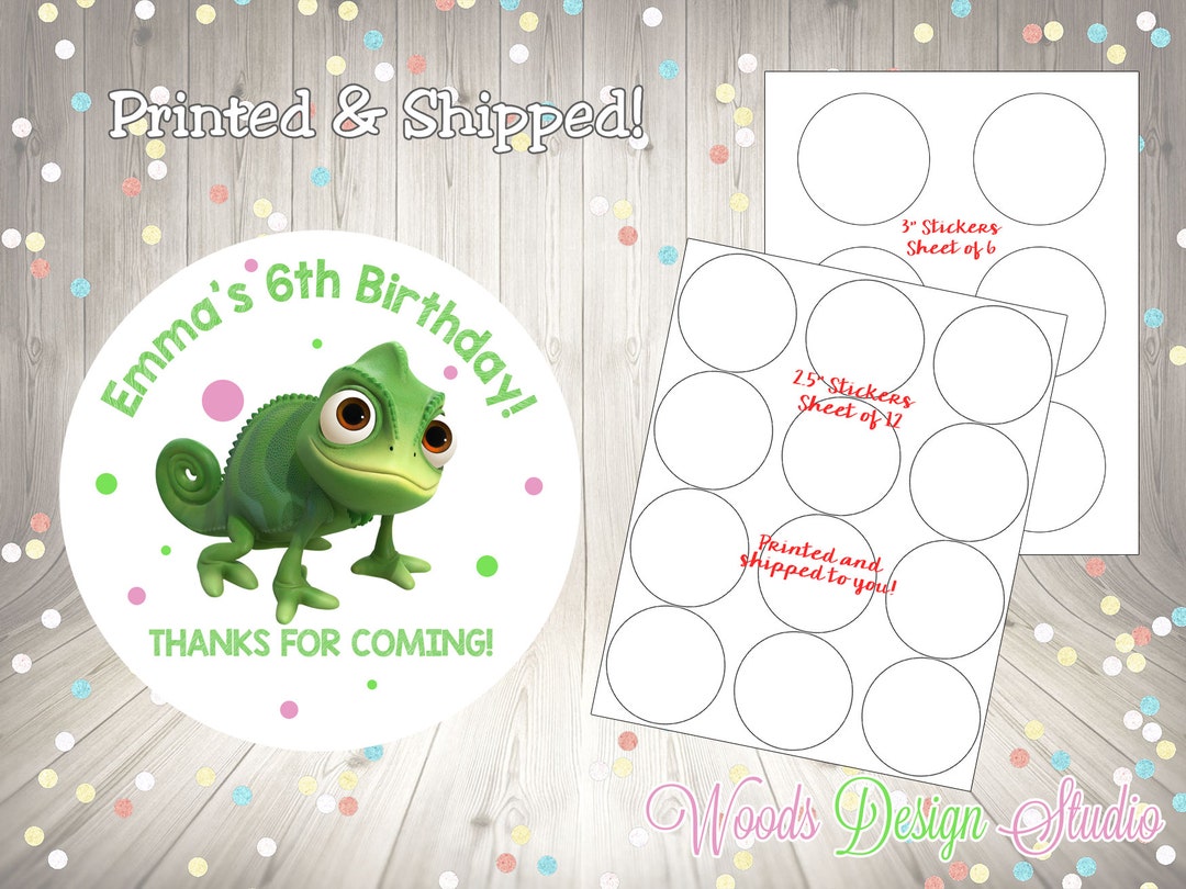Tangled Pascal Lizard Sticker, Personalized, Printed & Shipped, Thank ...