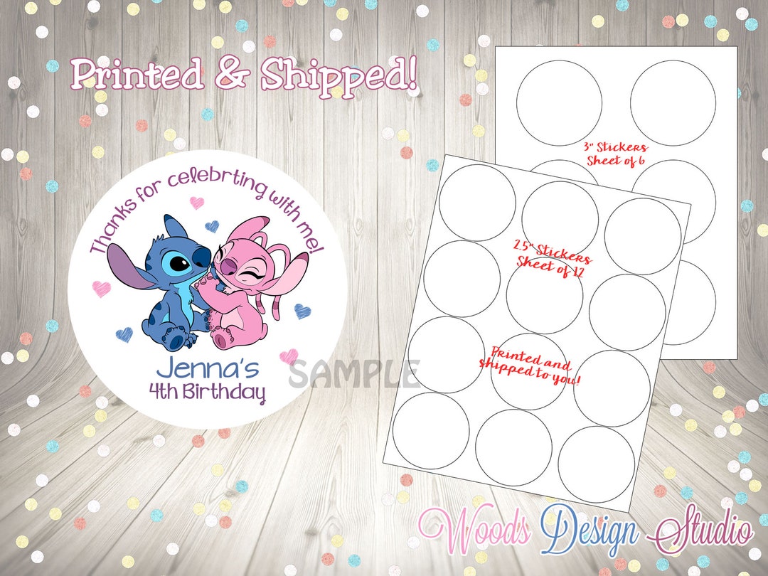 Stitch Lilo Angel Sticker, Personalized, Printed & Shipped, Thank You ...