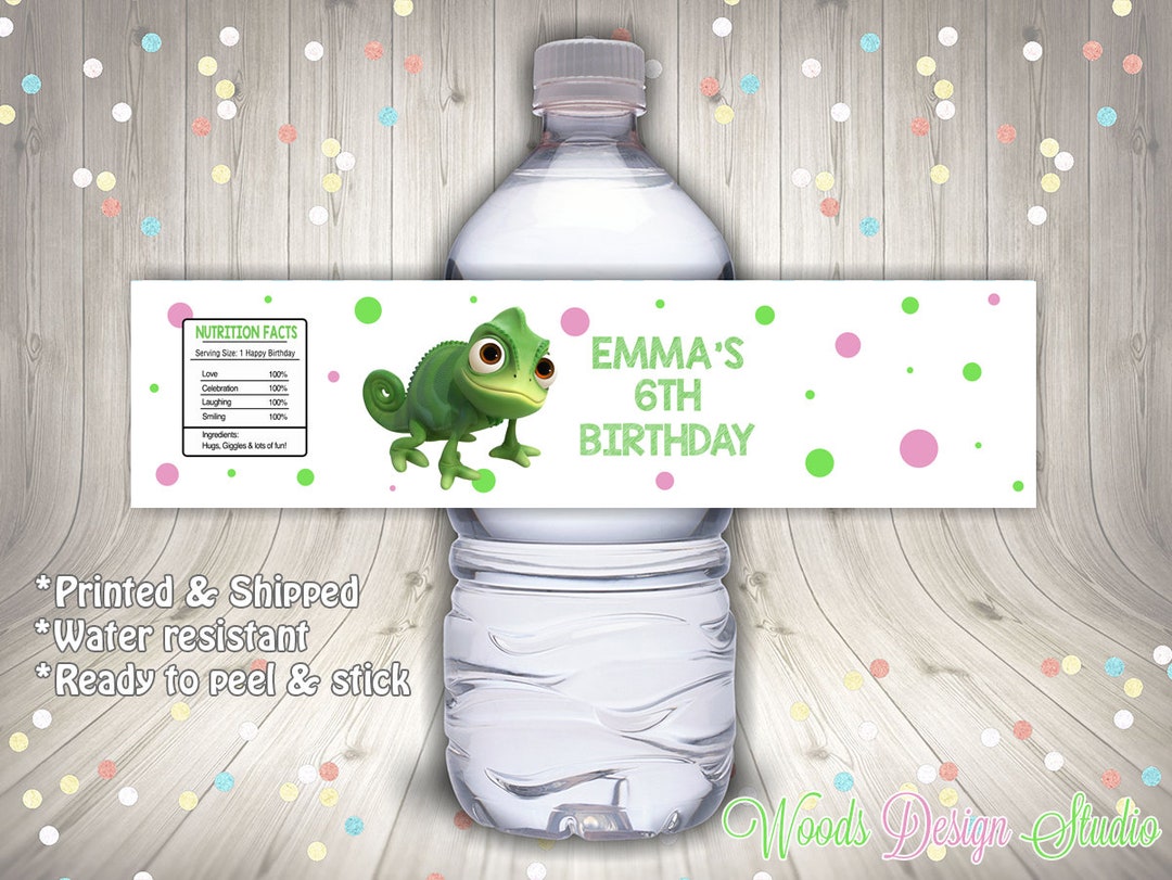 Tangled Pascal Lizard Custom Bottle Labels, Bottle Wraps, Water ...