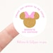 Minnie Mouse Birthday Stickers, Personalized Round Sticker Labels for ...
