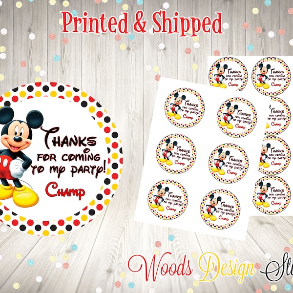 Mickey Mouse Birthday Thank You Bag Stickers - Etsy