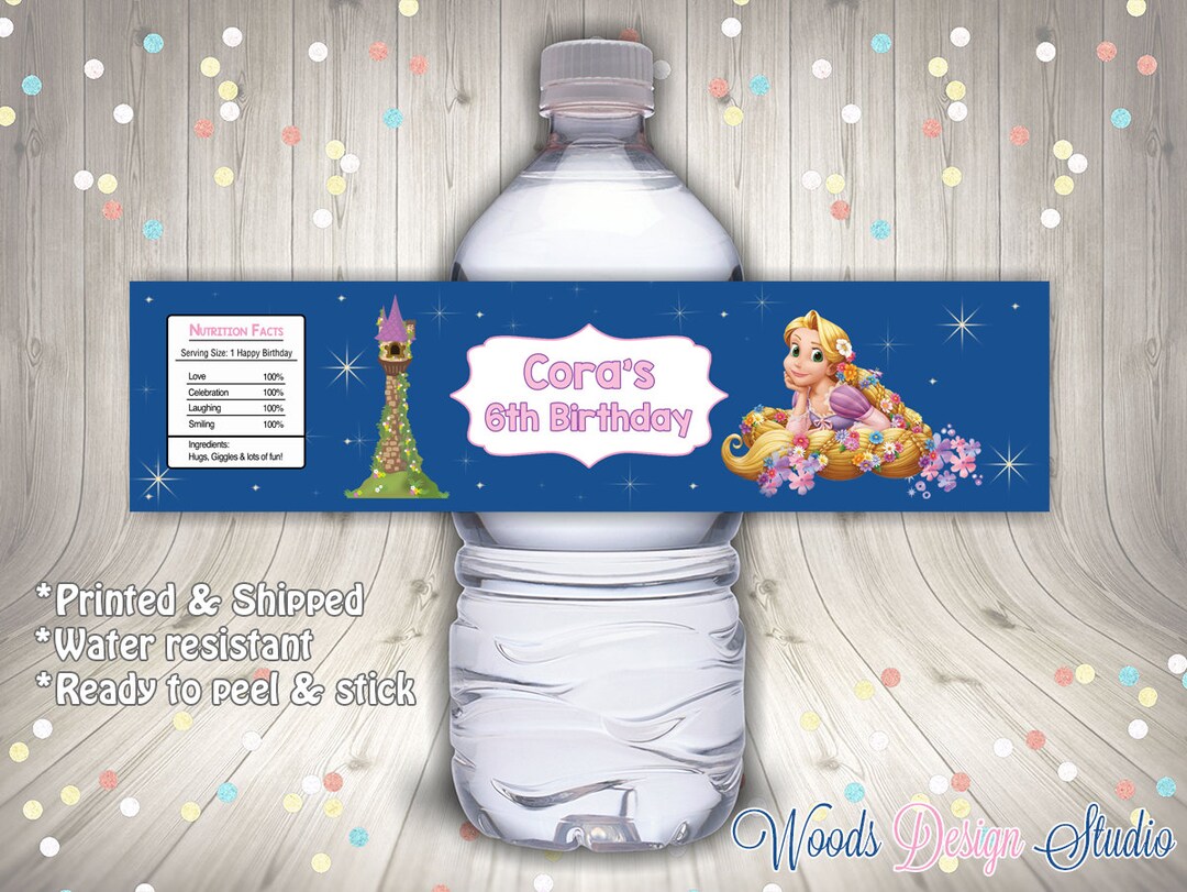 Princess Tangled Rapunzel , Custom Water Bottle Labels, Bottle Wraps ...