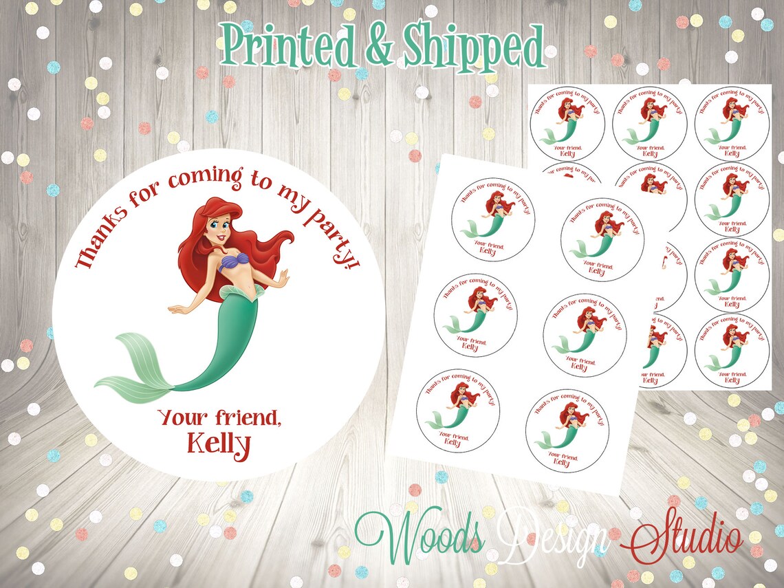Little Mermaid Ariel Birthday // Custom Water Bottle Labels // - Etsy