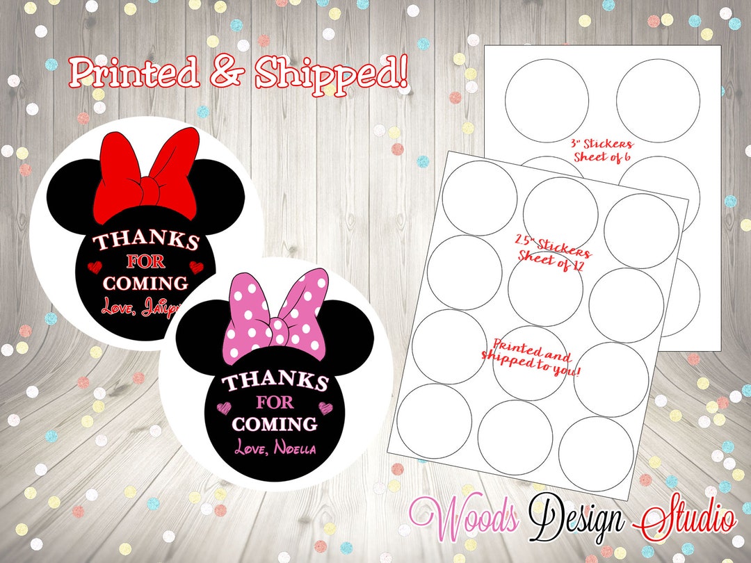 Minnie Mouse Sticker, Personalized, Printed & Shipped, Thank You ...