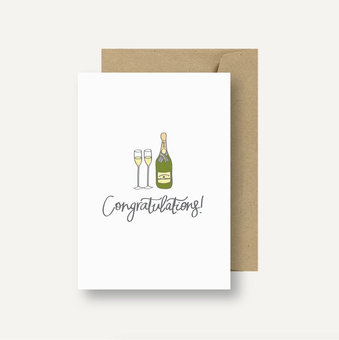 Greeting Card Congratulations Champagne Cheers Greeting - Etsy