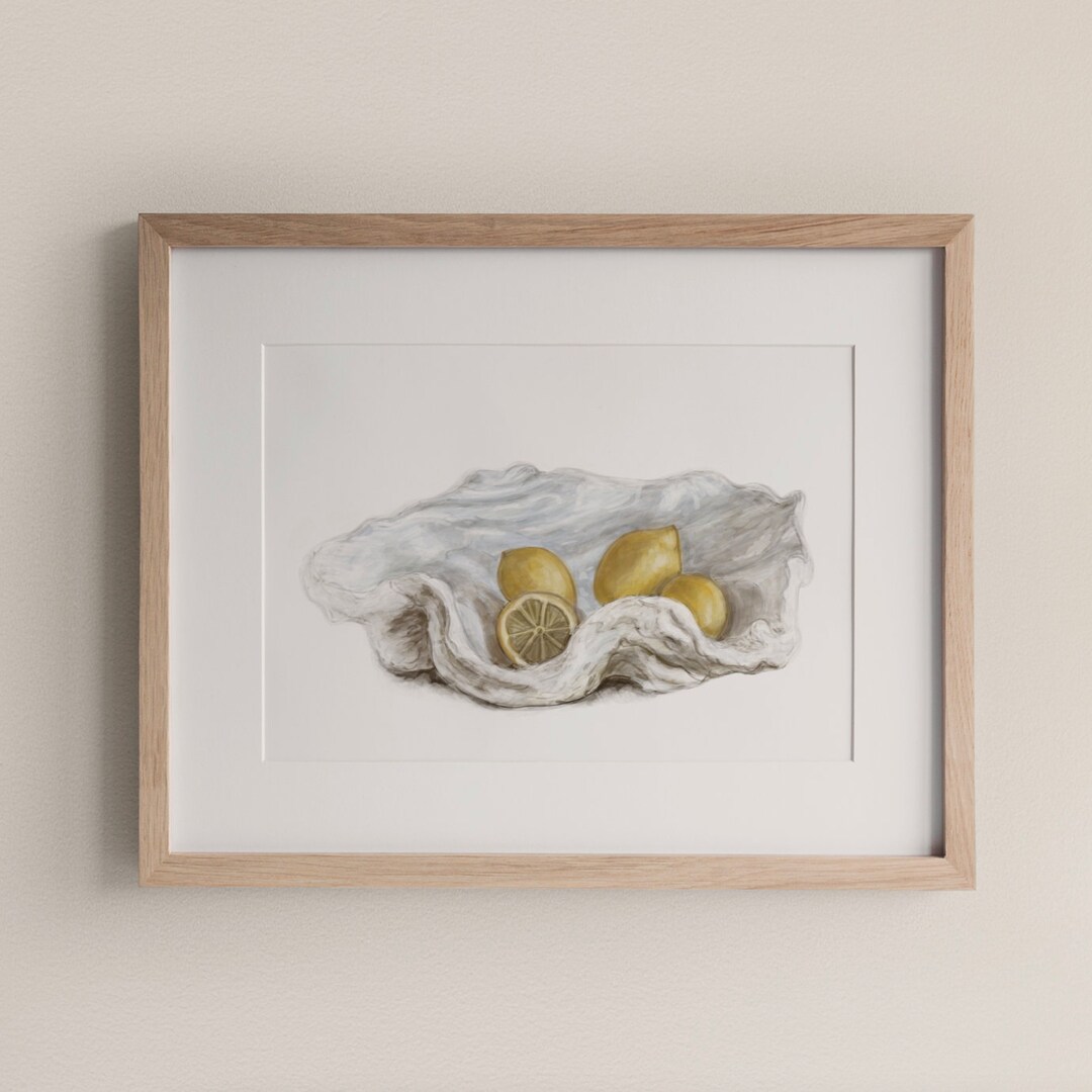 Lemons and Clam Shell Still Life Art Print, Signed Australian Artist - Etsy