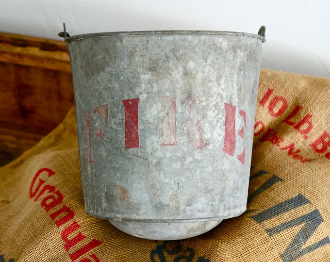 Vintage Galvanized Steel Hanging Fire Bucket - Etsy