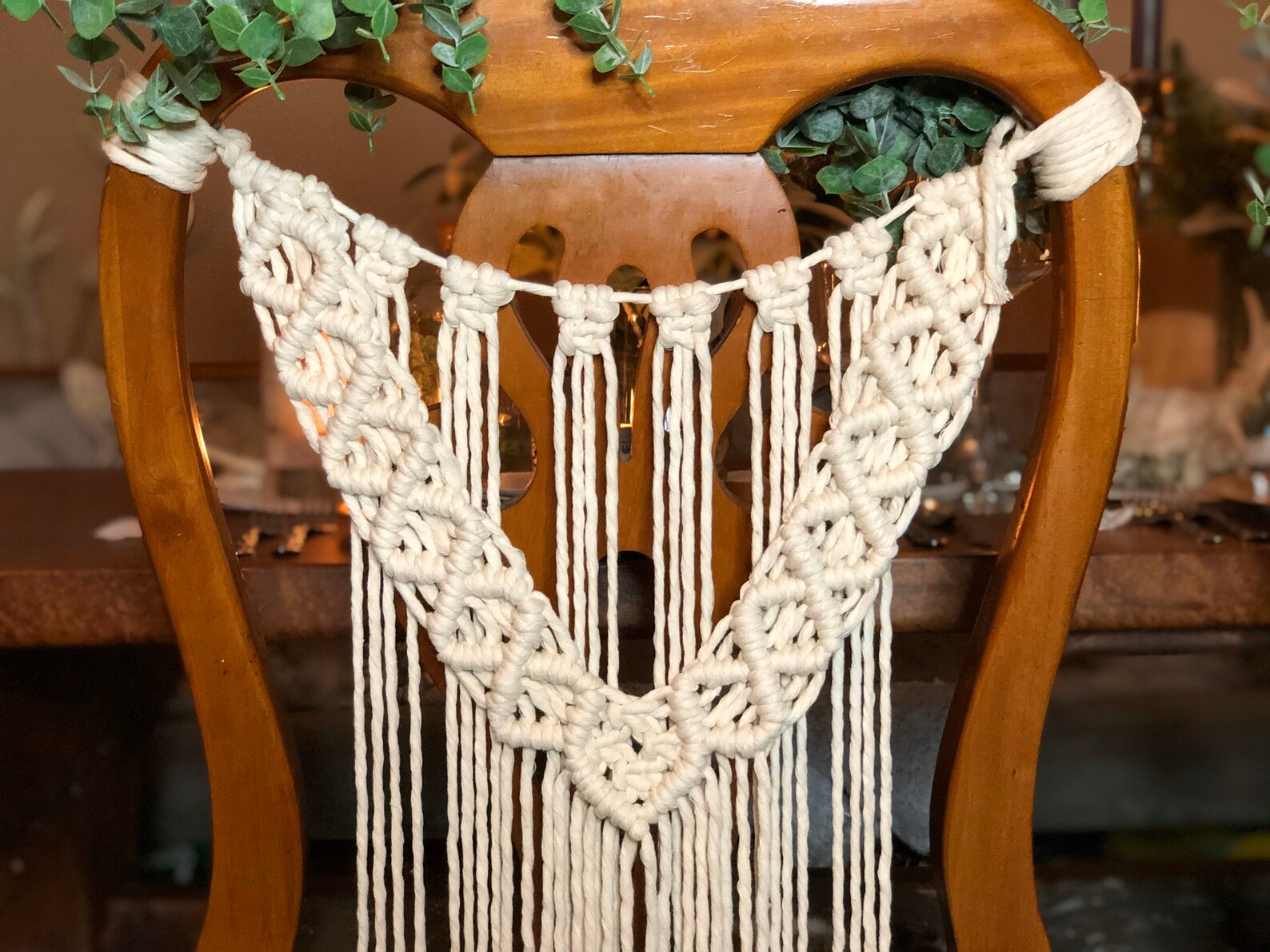 Boho Macrame Wedding Chair Covers, Chair Backs, Bridal Chair Garlands ...