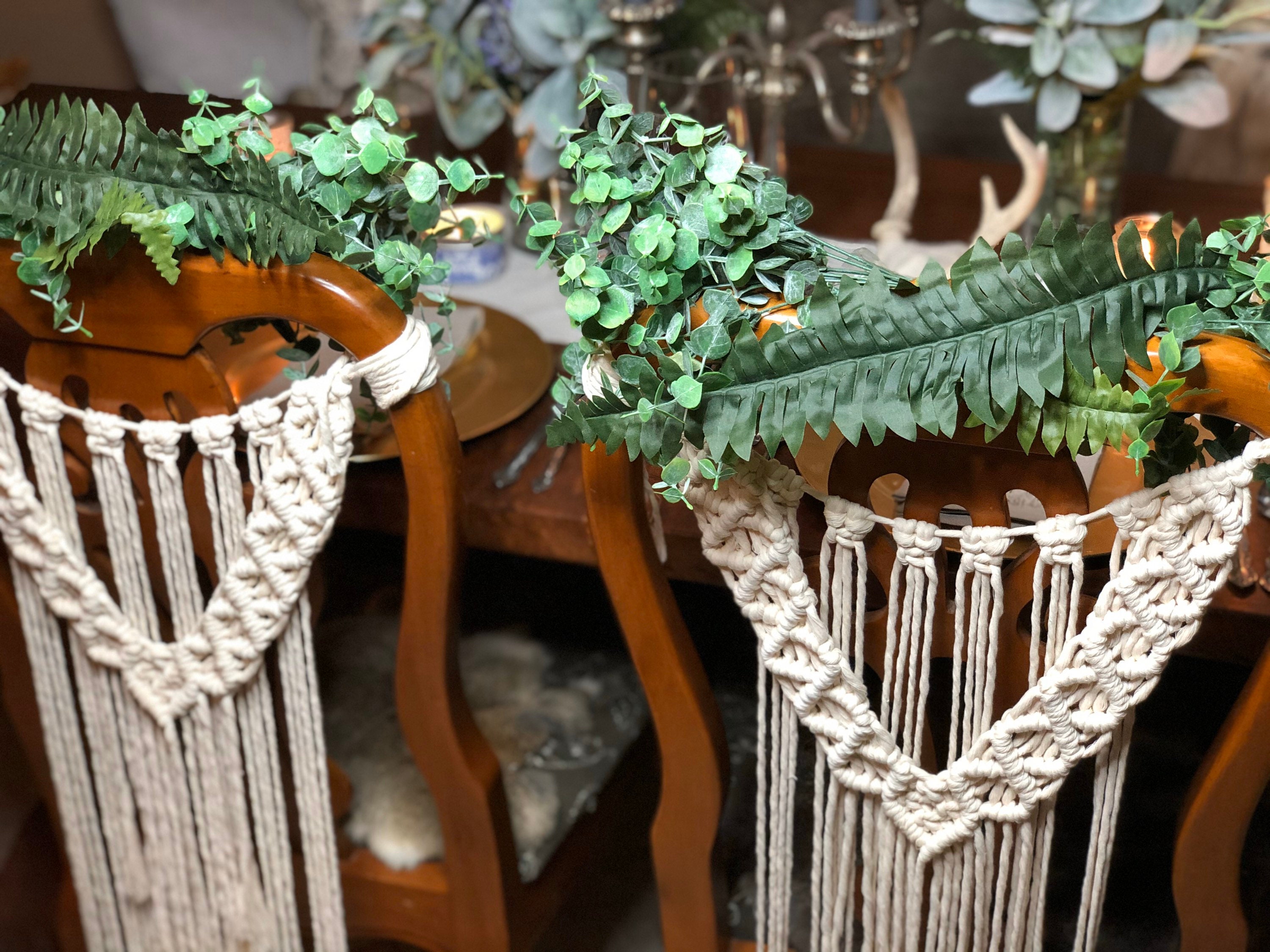Boho Macrame Wedding Chair Covers, Chair Backs, Bridal Chair Garlands ...
