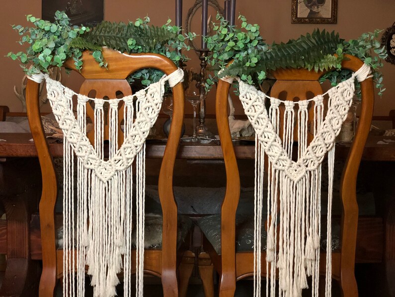 Boho Macrame Wedding Chair Covers Chair Backs Bridal Chair - Etsy
