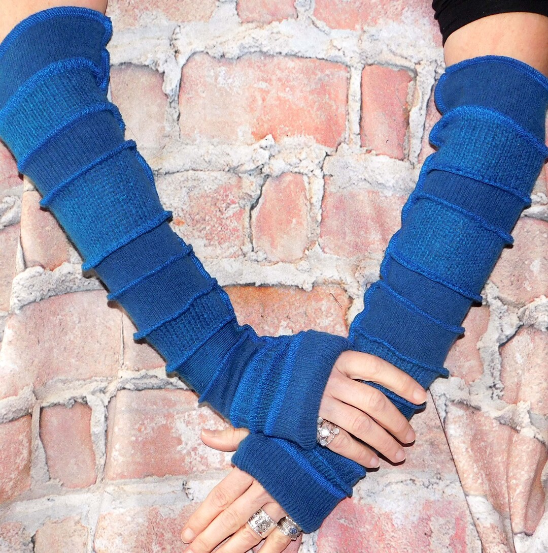 Long Wool and Cashmere Arm Warmer Festival Gear Patchwork - Etsy