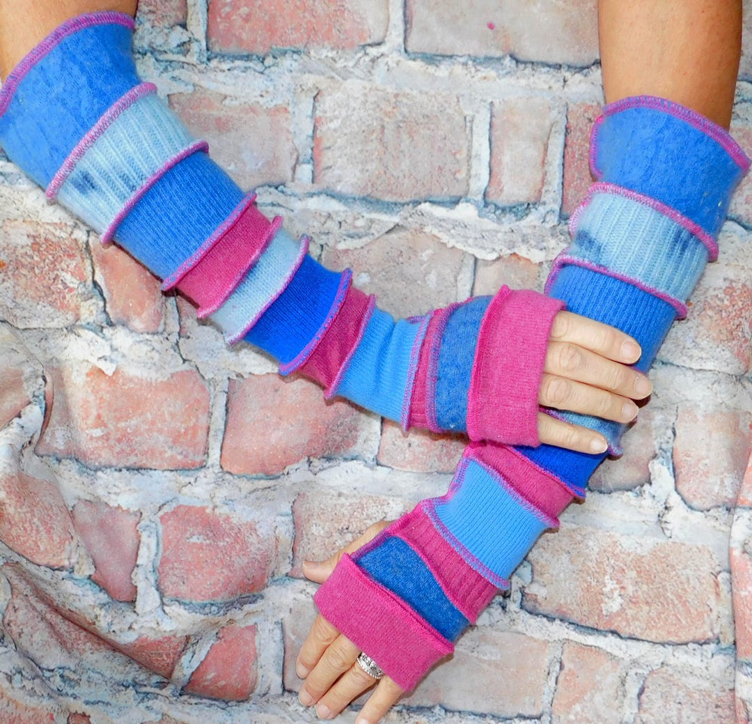 Wool and Cashmere Arm Warmer, Festival Gear Patchwork Glove Boho Funky ...