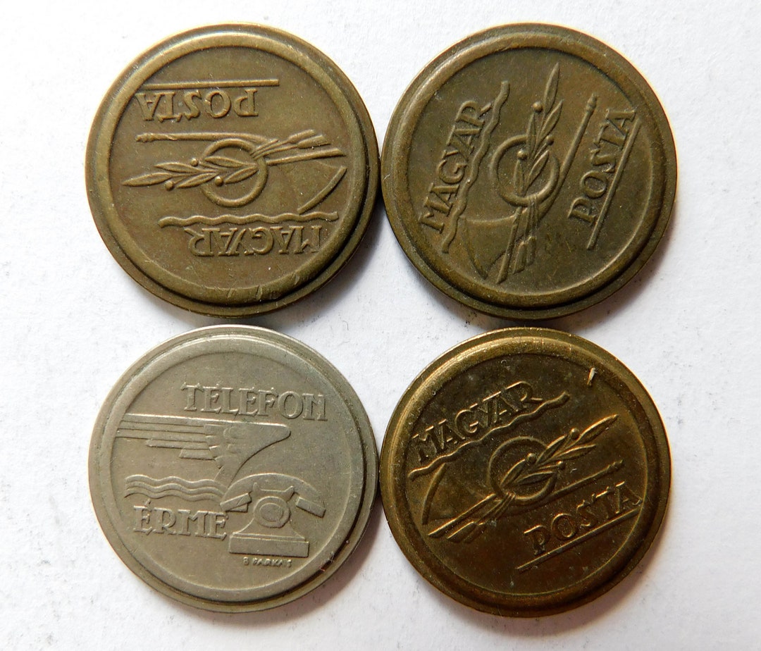 Public Payphone Tokens, 4 Hungarian Telephone Tokens From the 1960s ...