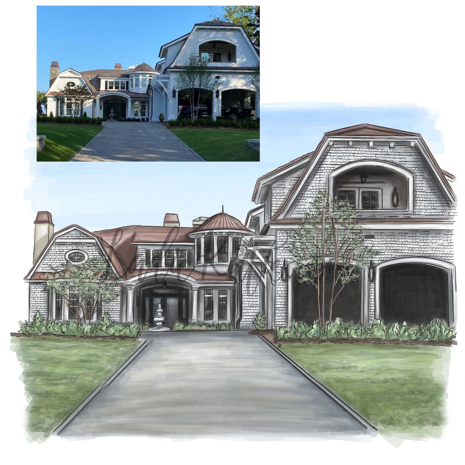 Custom House Portrait House Illustration Home House Art - Etsy