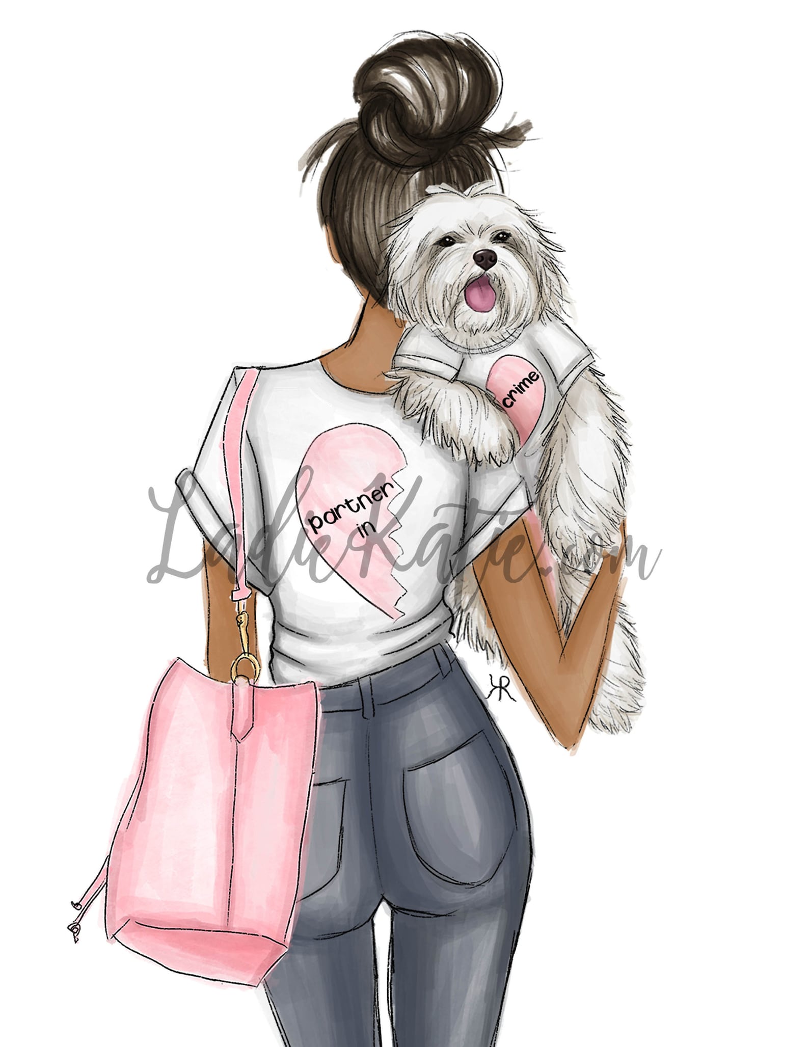 Dog Mom Dog Lover Illustration Dog Lover Art Maltese Dog - Etsy