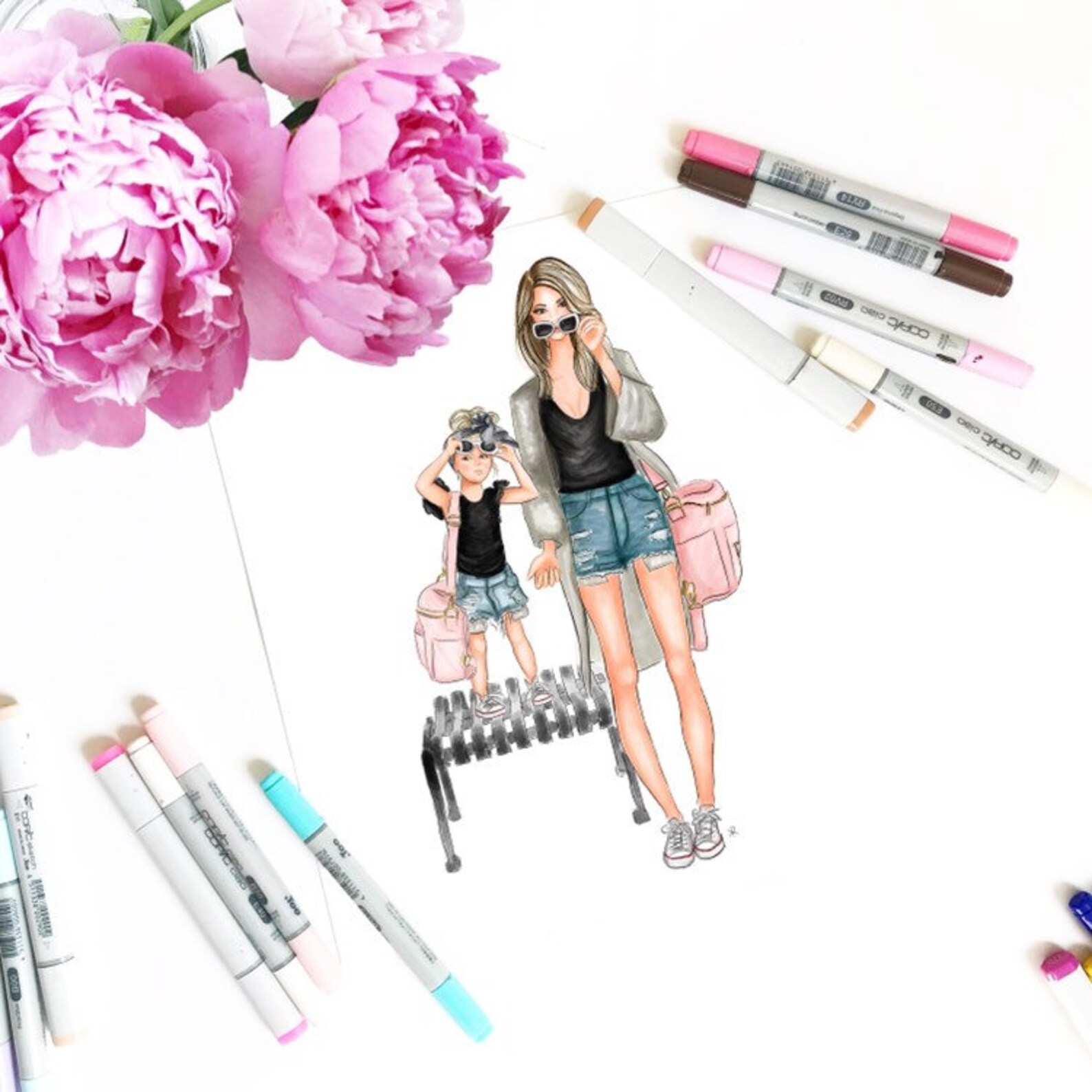 Mommy and Me Art, Girls Room, Girly Art, Girly Print, Little Girl, Mom ...