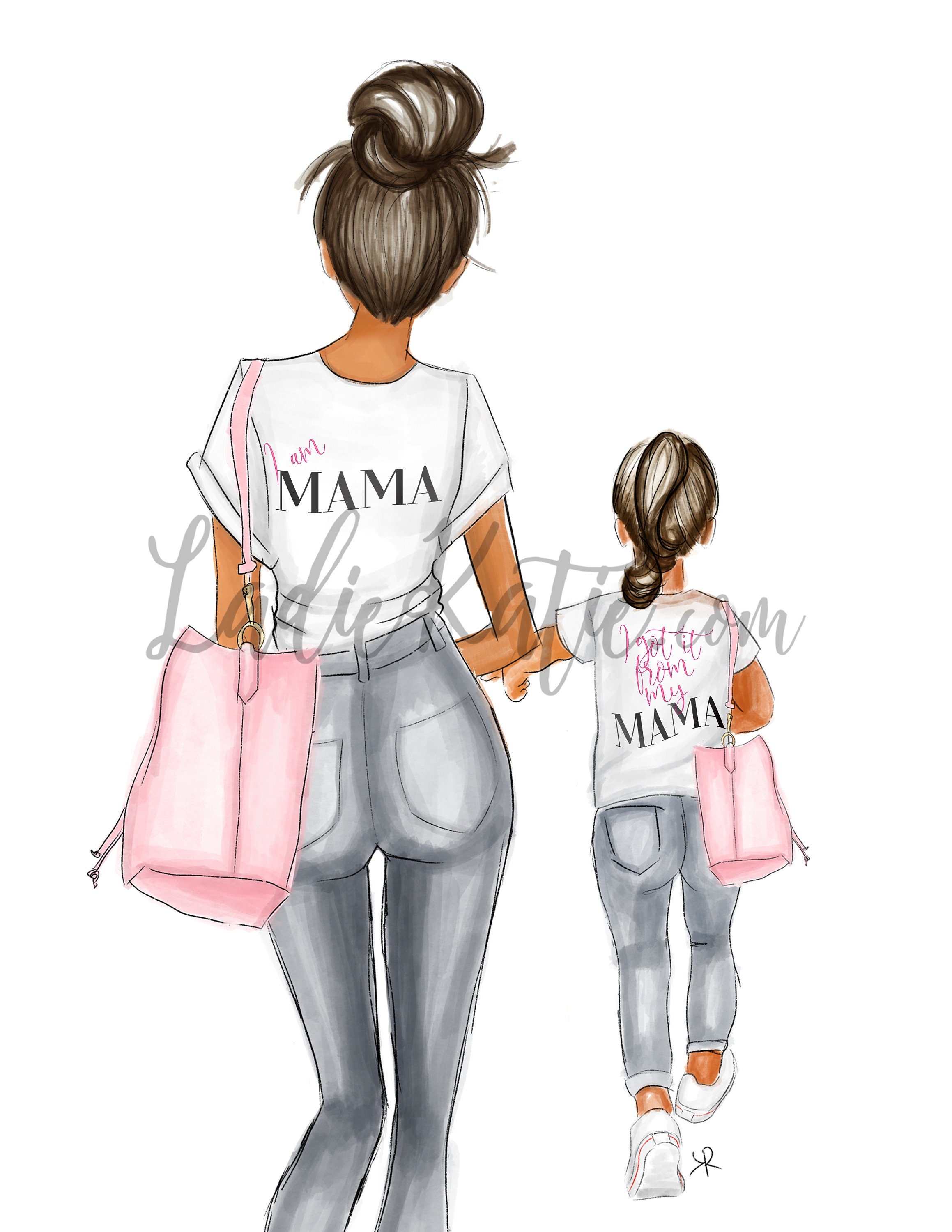 mommy and me art, girly art, girly print, little girl, mom print, girls ...