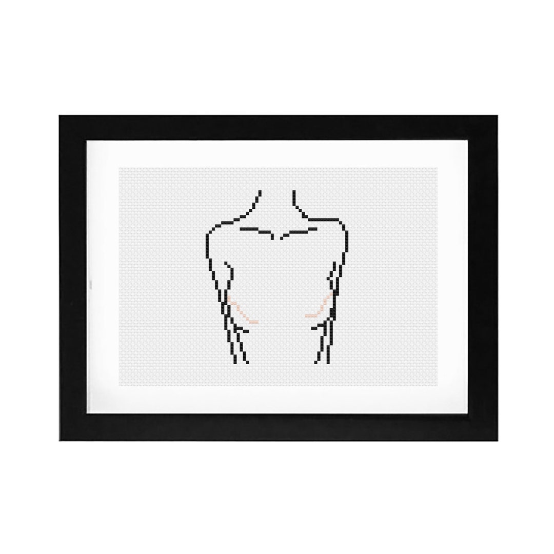 5x7 - Mastectomy Female Form Decorative Cross Stitch Art With Frame - Etsy