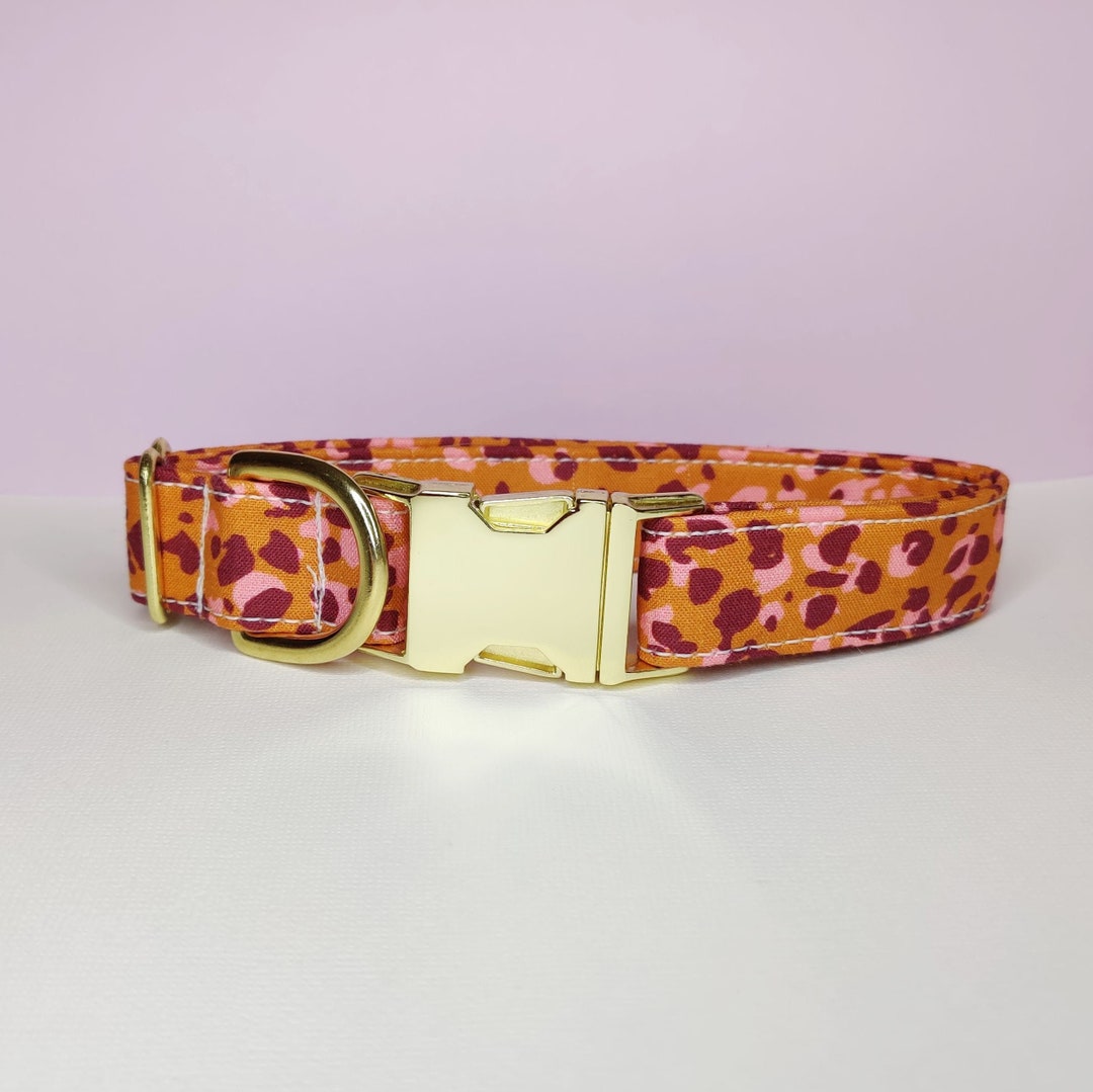 Leopard Print Red Orange Dog Collar classy Leopard - Etsy