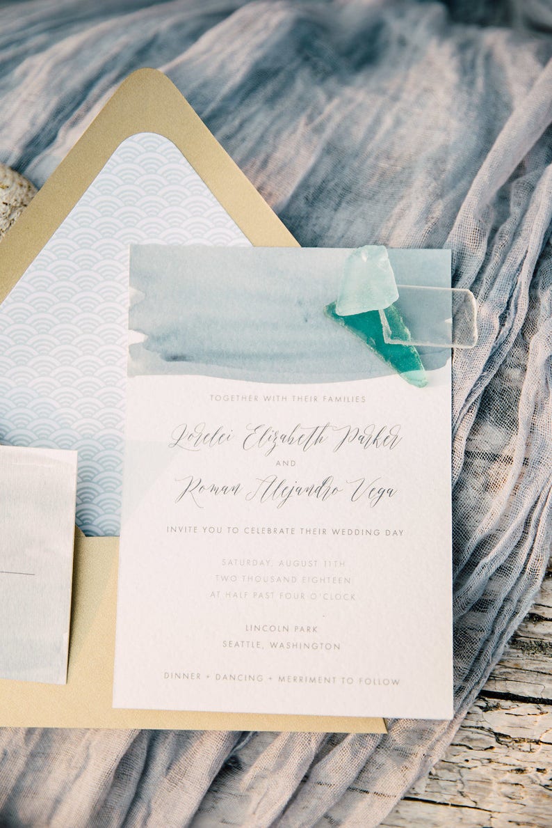 Watercolor Ocean Wedding Invitation Suite set of 20 - Etsy